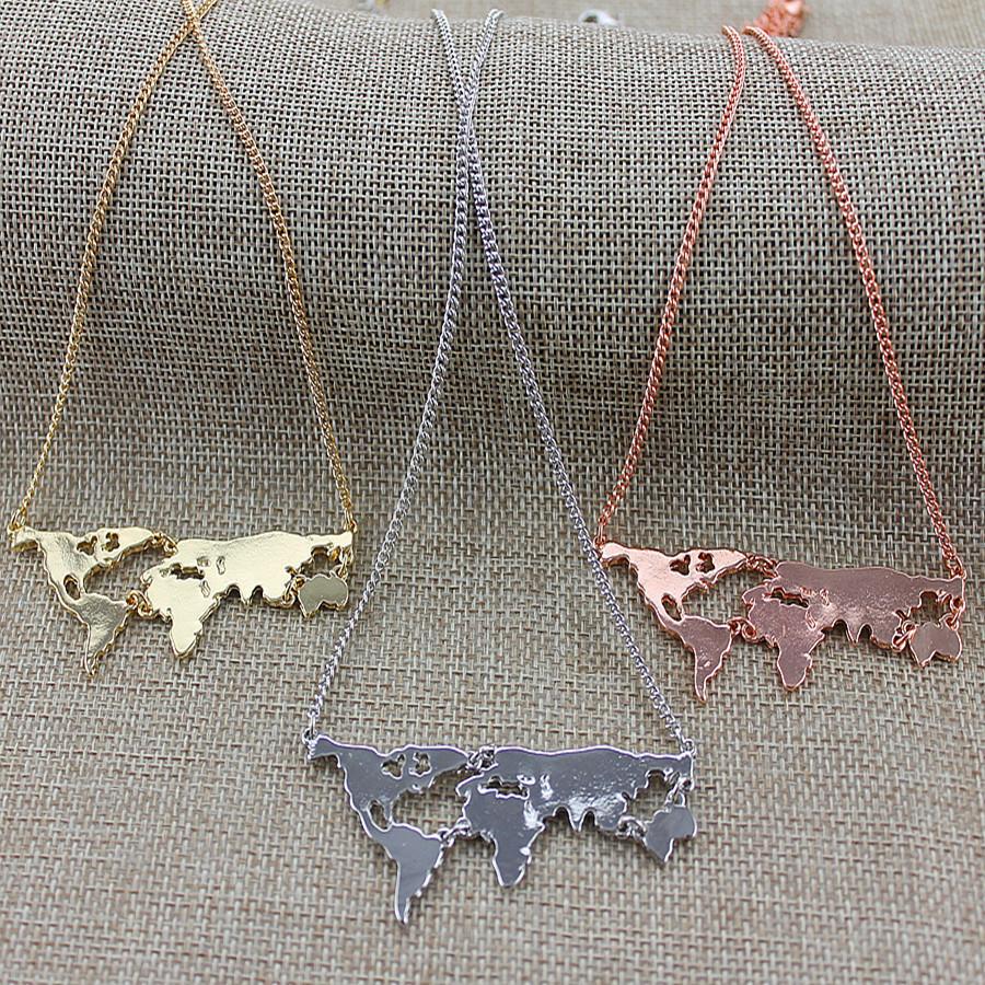 Vintage World Map Necklace (Available in 3 Different Colors) – Sugar ...
